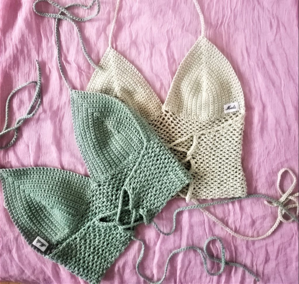 Free crochet pattern How to crochet a triangle bra cup in any size